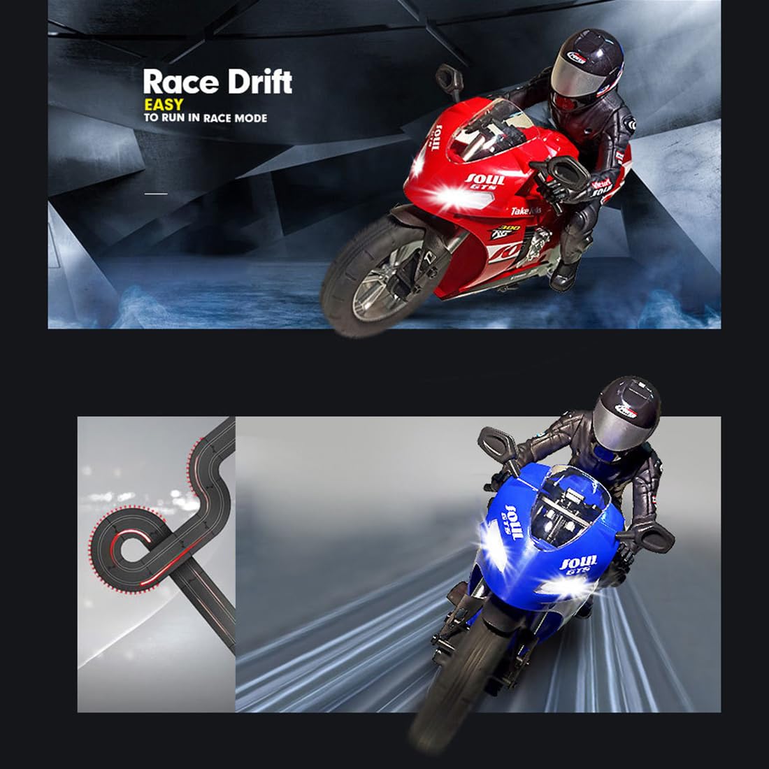 RC Dual-Motor Electric Two-Wheel Self-Balancing Motorcycle Model, 1/6 ...