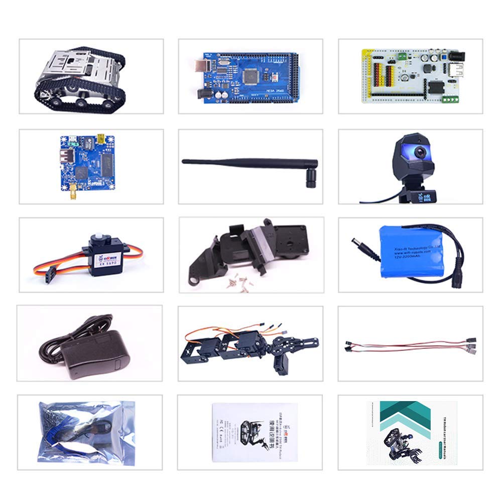 Robot Kit FPV Robot Car Kit with Robotic Arm HD Camera for Mega 2560 ...