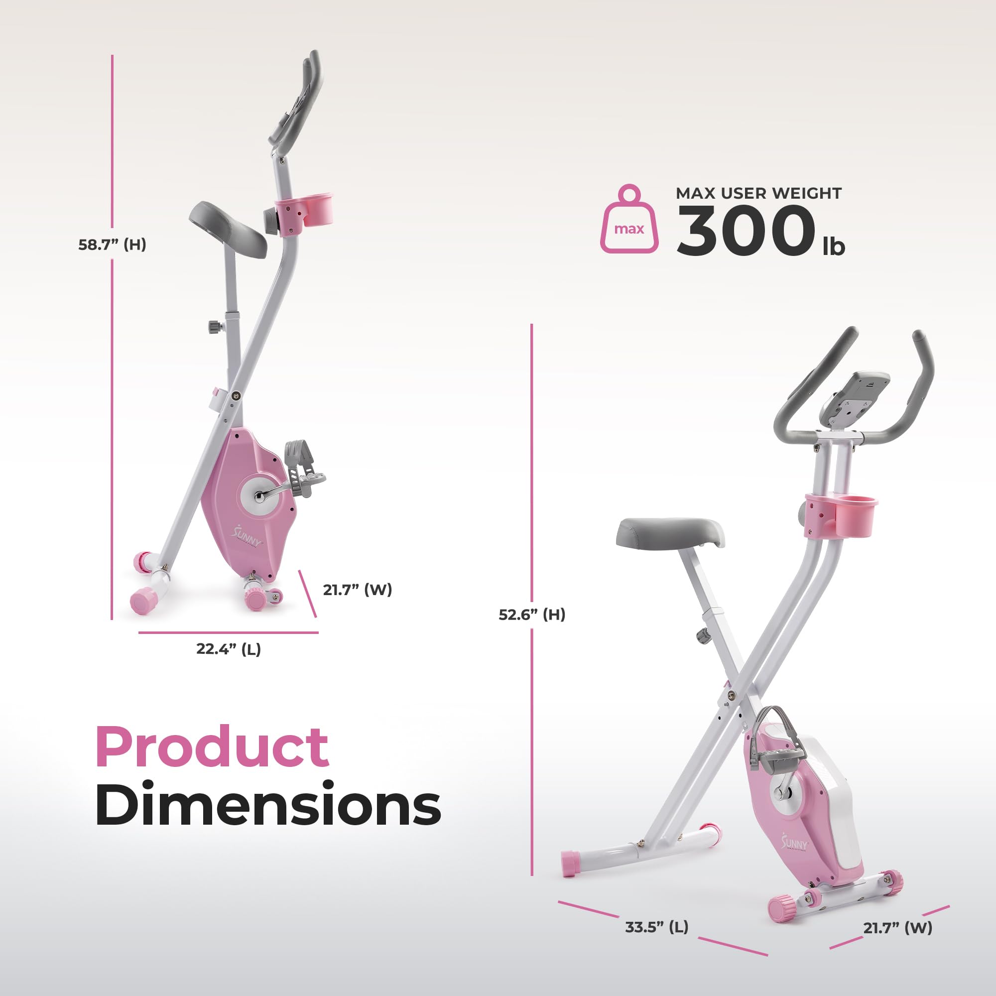 Sunny Health & Fitness Smart Folding X-Bike, Portable Compact Exercise ...