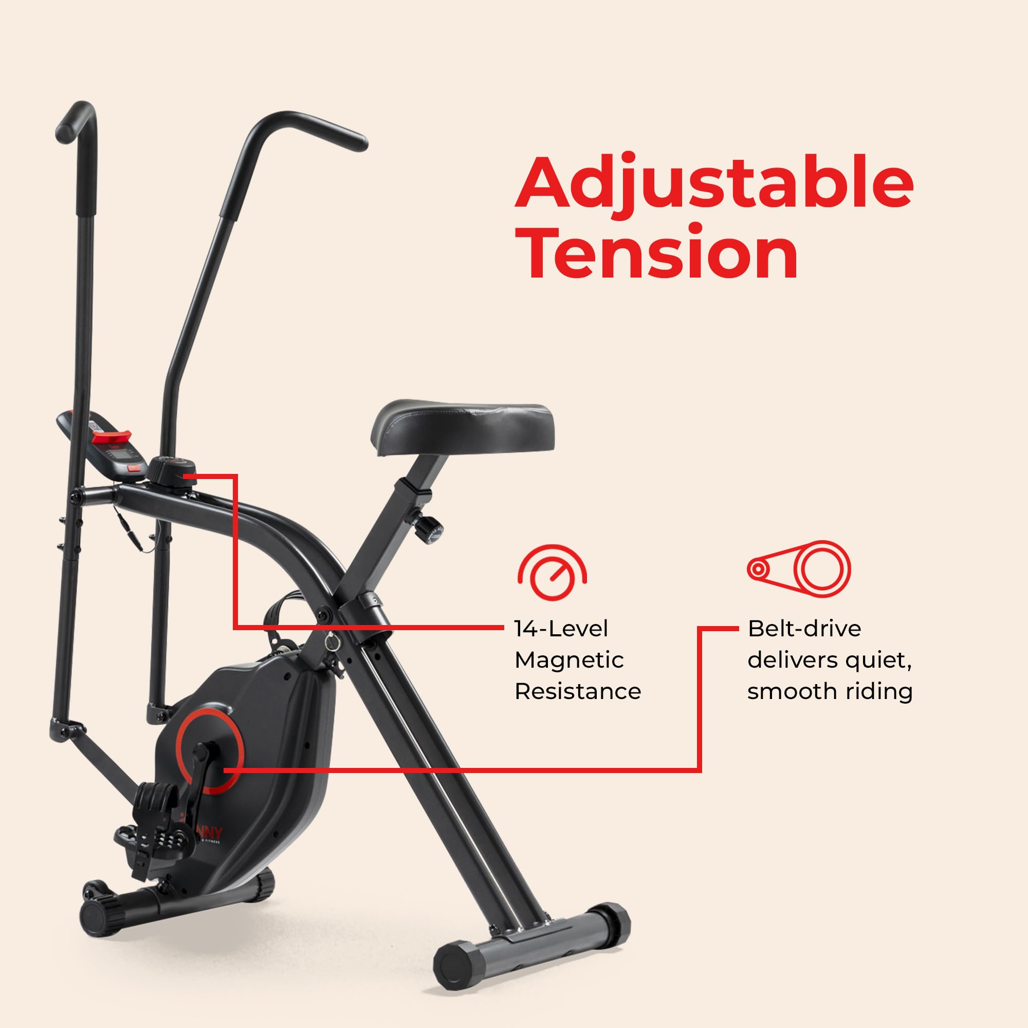 Sunny Health & Fitness Smart Total-Body X-Bike Plus Arm Exercisers, Fr ...