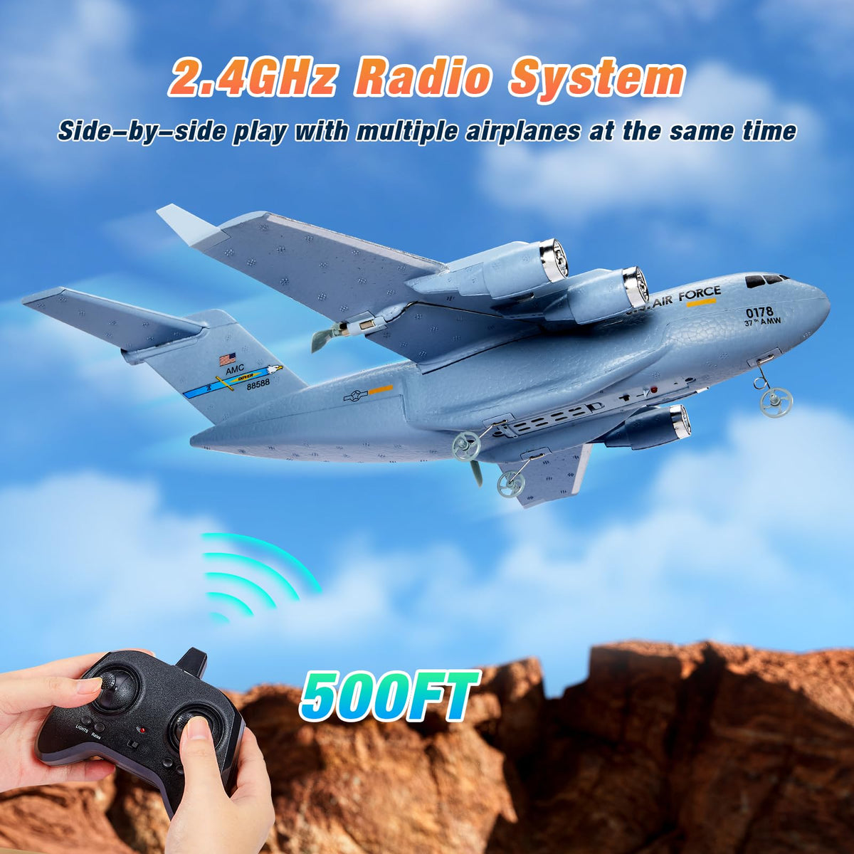 RC Airplane, 2CH RC Plane Ready to Fly, 2.4GHz C-17 Remote Control Air ...