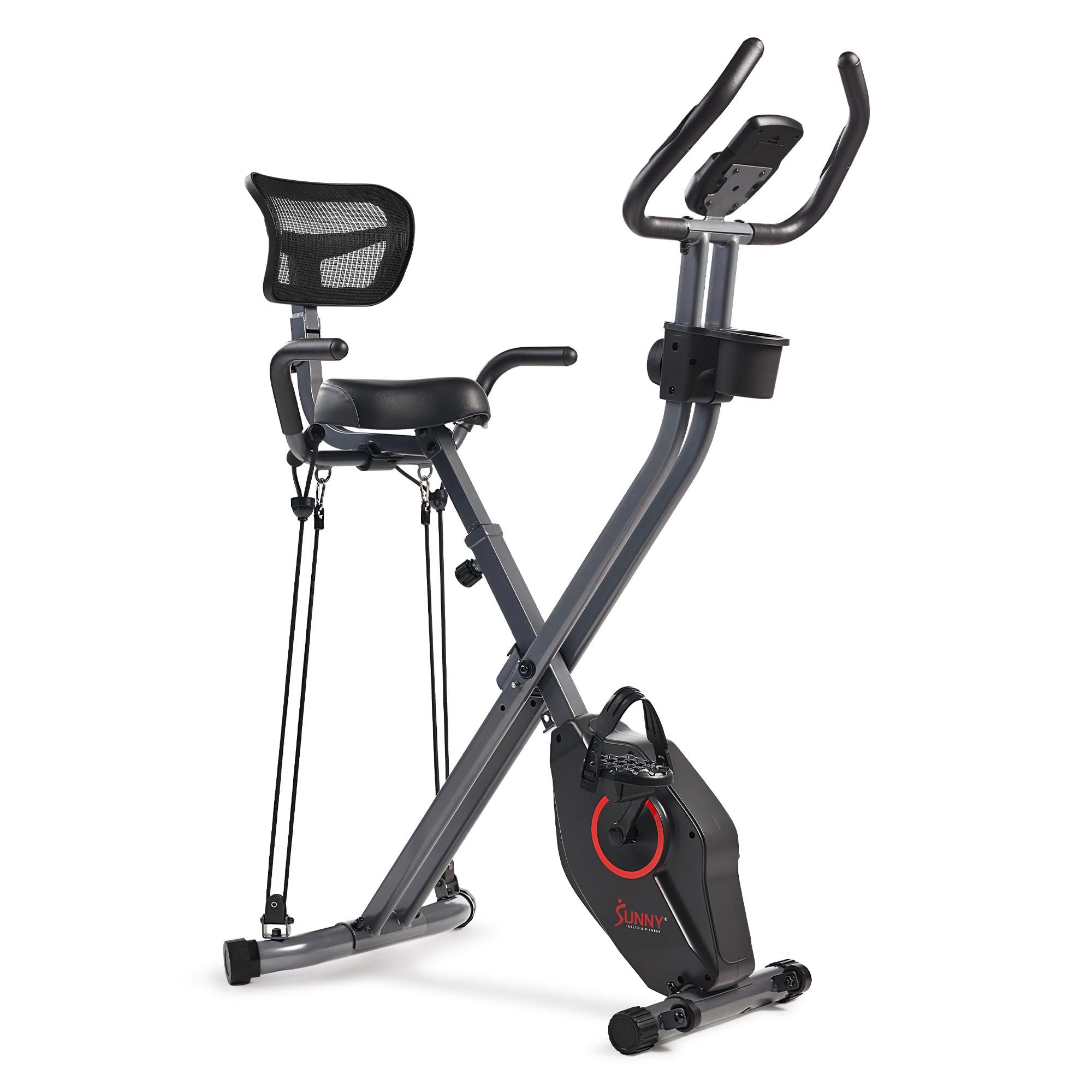 Sunny Health & Fitness Foldable Magnetic Stationary Exercise X-Bike Pr ...