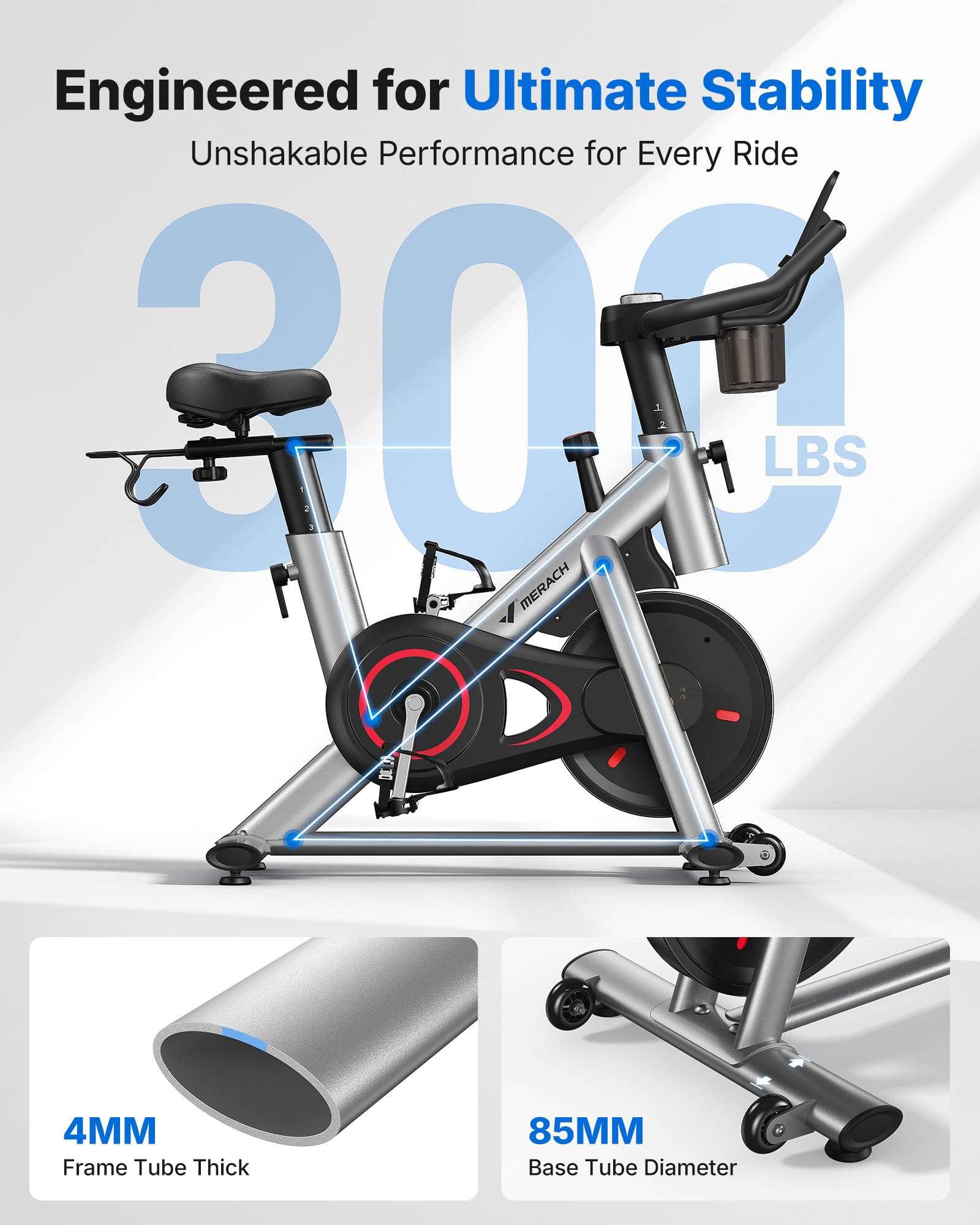 Merach Exercise Bike, Brake Pad/Magnetic Stationary Bike with Exclusiv ...