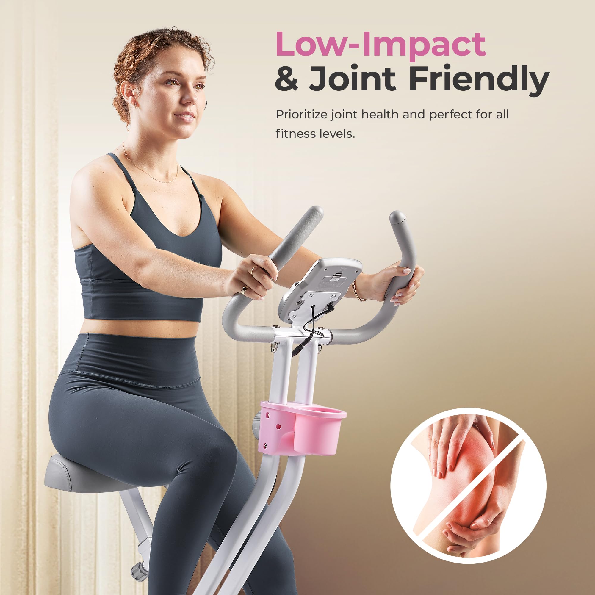 Sunny Health & Fitness Smart Folding X-Bike, Portable Compact Exercise ...
