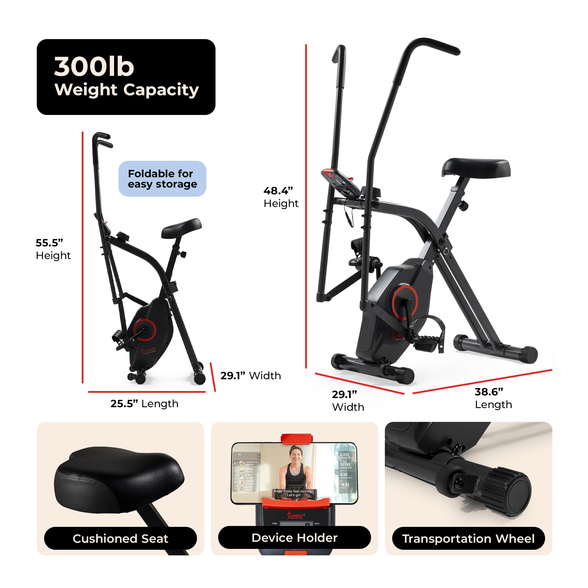 Sunny Health & Fitness Smart Total-Body X-Bike Plus Arm Exercisers, Fr ...