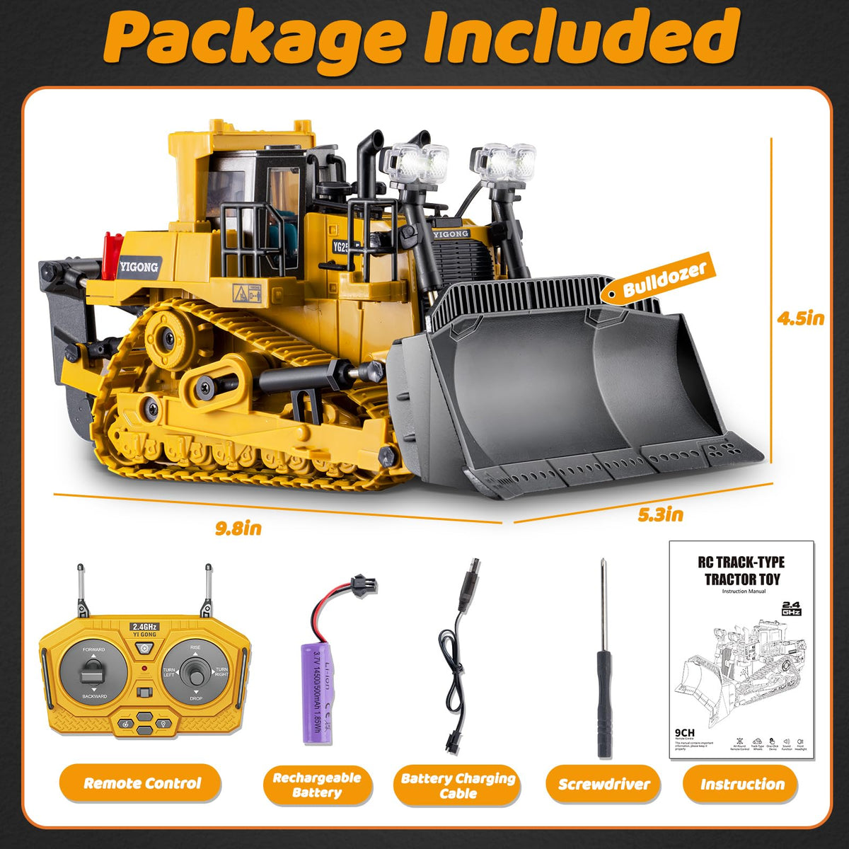RC Bulldozer Toys - Remote Control Bulldozer Construction Vehicles Tru ...