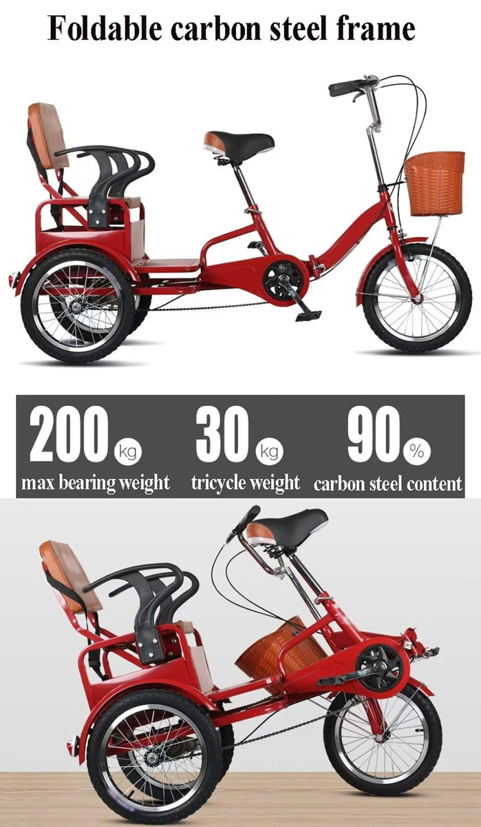 Folding Elderly Tricycle, Adult Rickshaw Pedal Tricycle, Leisure Vehic ...
