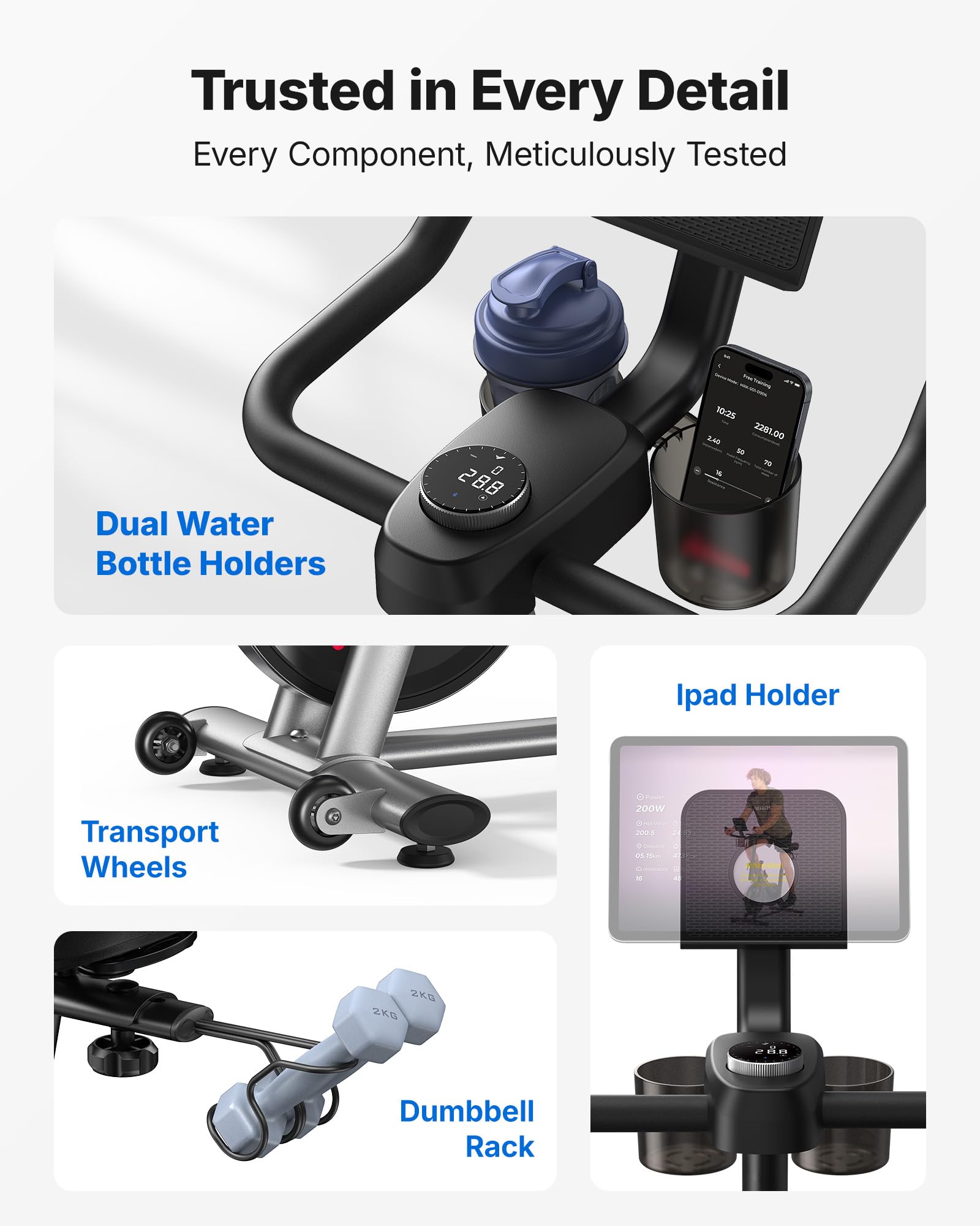 Merach Exercise Bike, Brake Pad/Magnetic Stationary Bike with Exclusiv ...