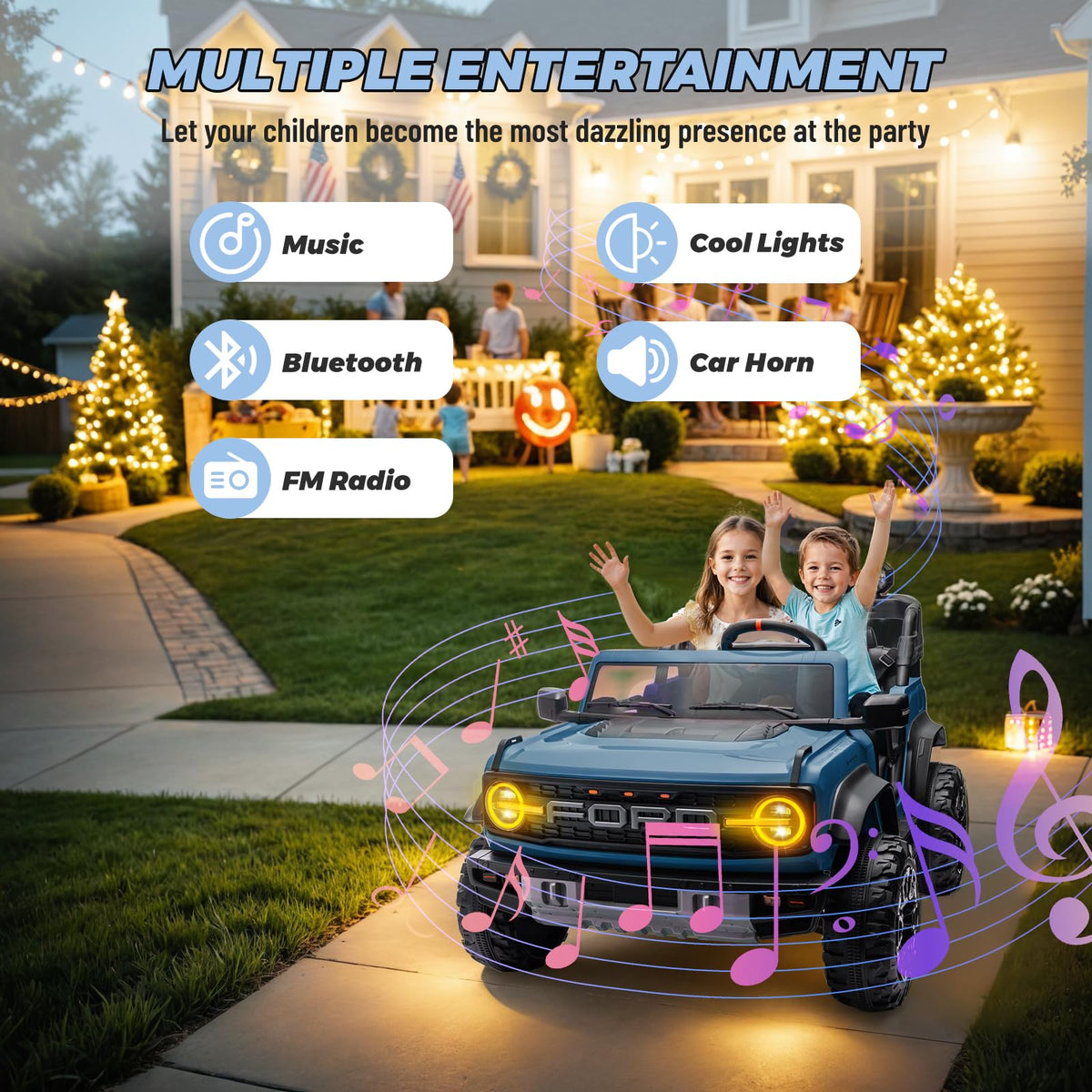 2 Seater Ride On Car for Kids, 24v Licensed Ford Bronco Raptor Electri ...