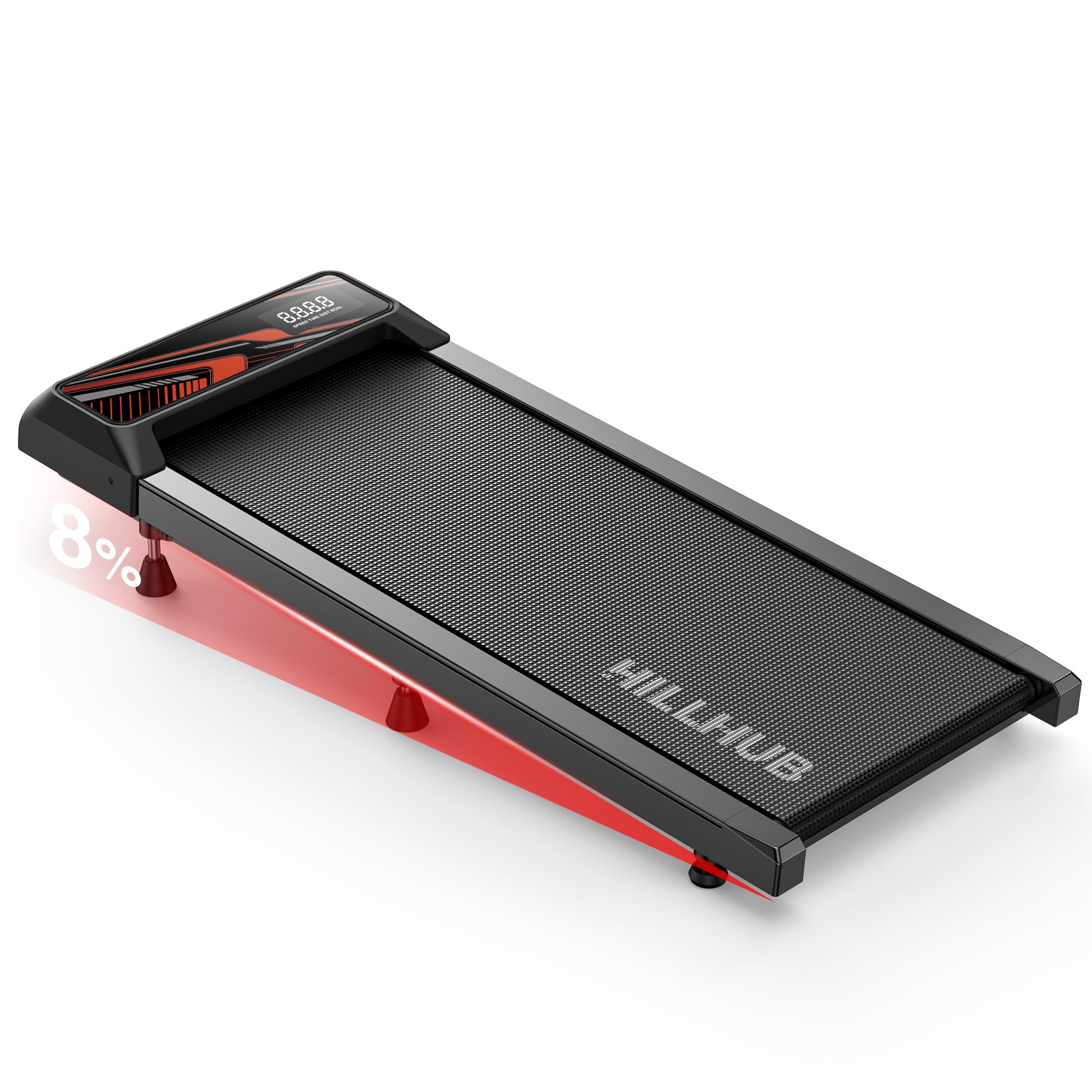 2.5 HP Quiet Under Desk Treadmill with 8% Incline - N4054SB-Red/Black ...