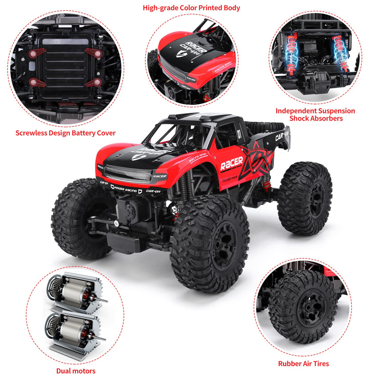 RC Trucks 4x4 Offroad Waterproof - 1:12 Scale Large Amphibious Remote ...