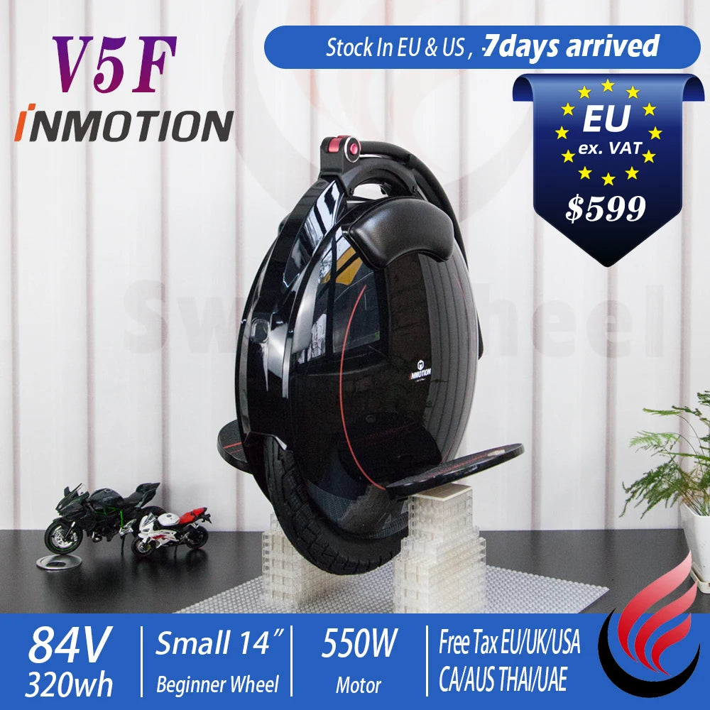 INMOTION V5F Electric Unicycle 14inch 550W 320Wh 84V Beginner Kid Self ...