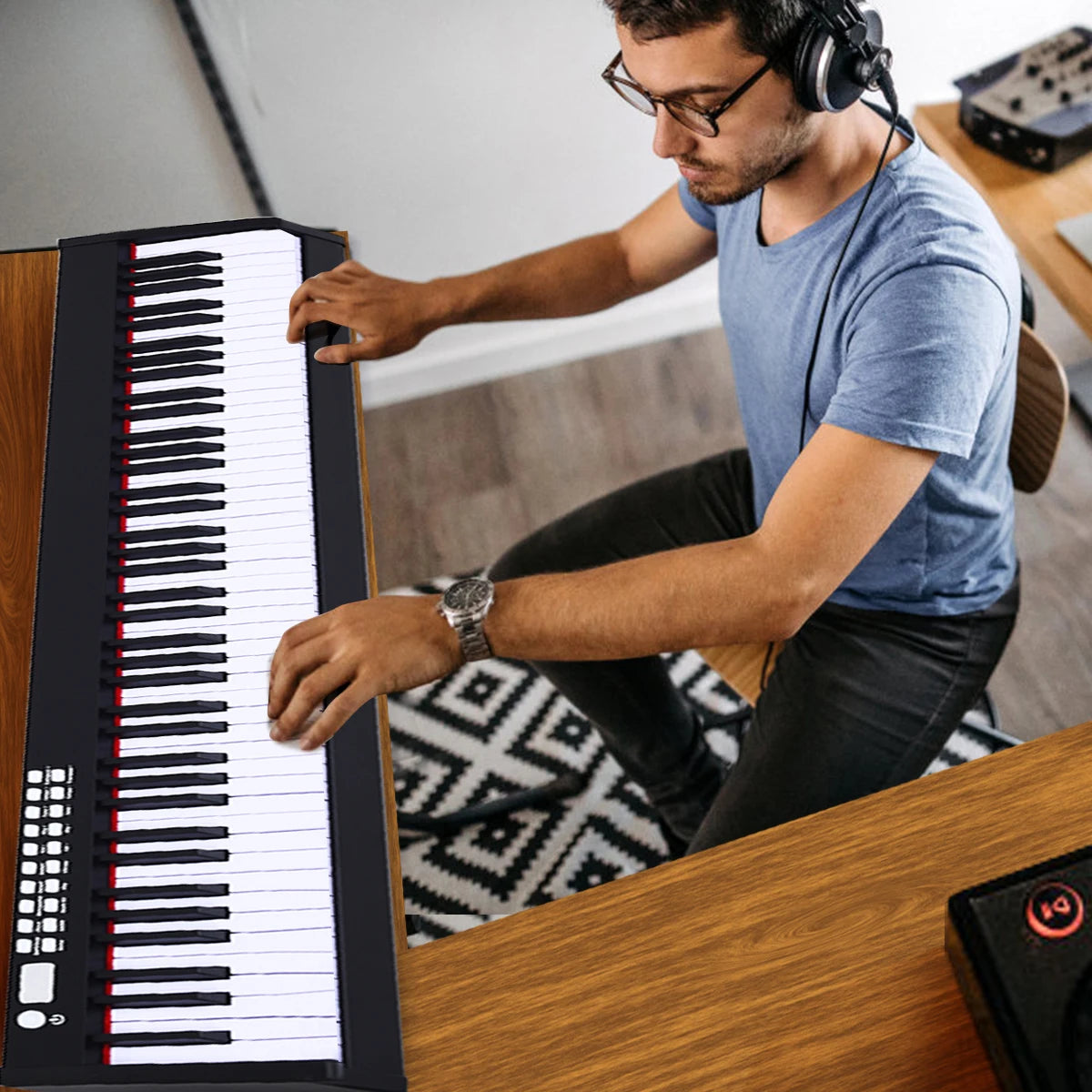 Costway BXII 88 Key Digital Piano MIDI Keyboard w/ Pedal & Bag Black M ...