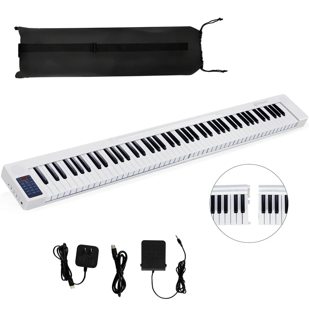 2 in 1 Attachable Digital Piano Keyboard 88/44 Touch sensitive Key w ...