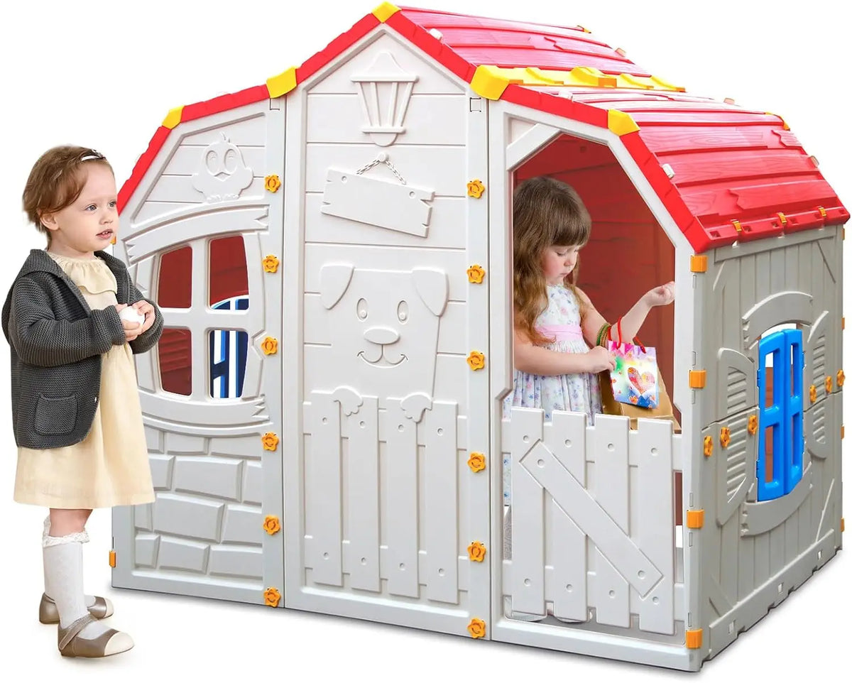 Roomy Kids Playhouse Realistic Cottage Playset w/Open-able Windows ...