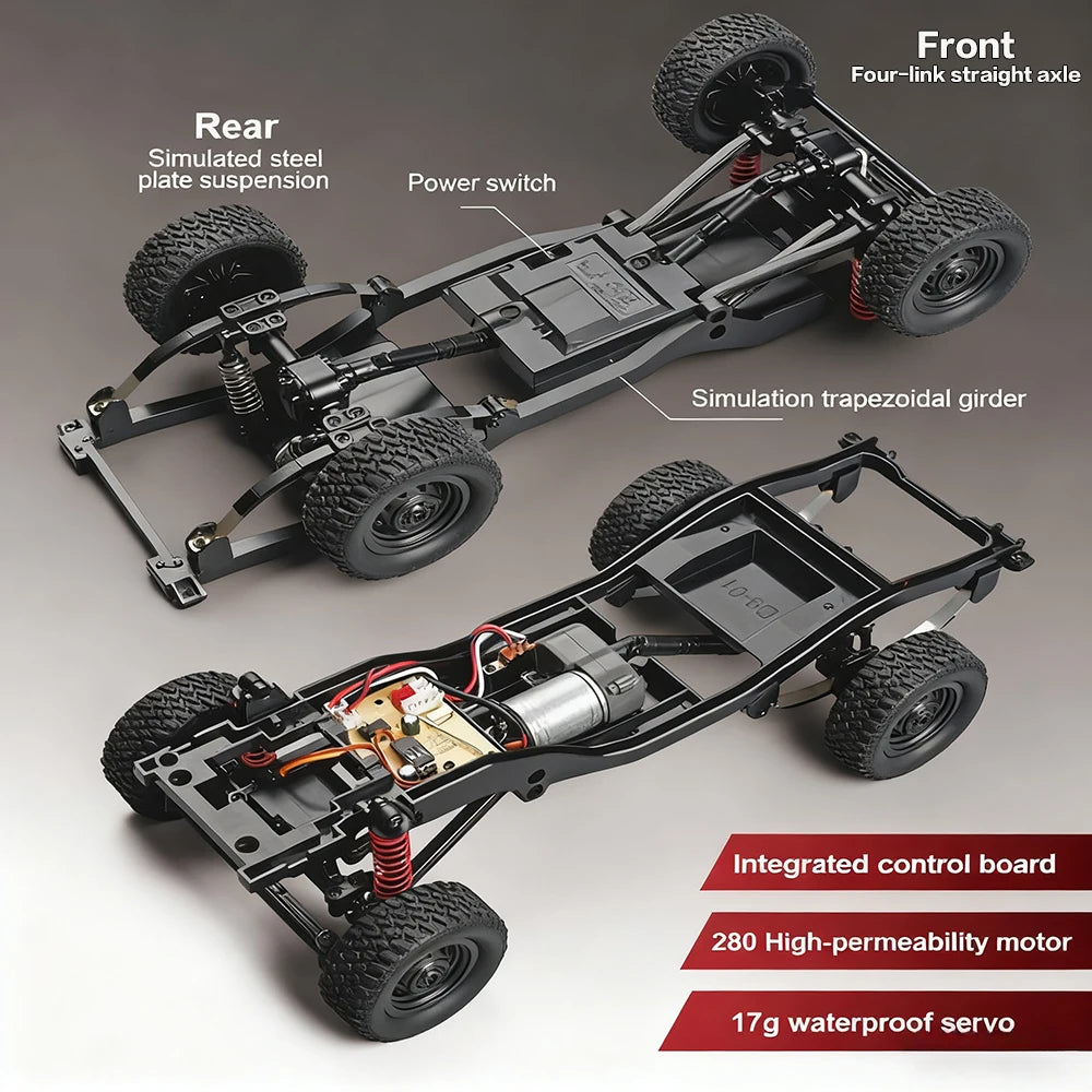 MN82 1:12 Retro RC Car with Lights 4 WD Remote Control Pickup Truck Mo ...