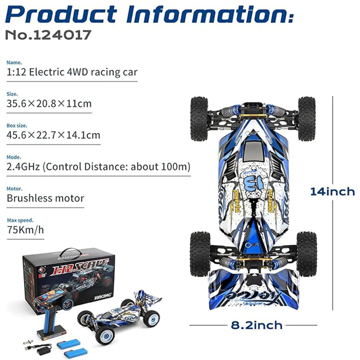 WLtoys 124017(V2) Fast RC Car, 1/12 Brushless RC Car with Independent ...