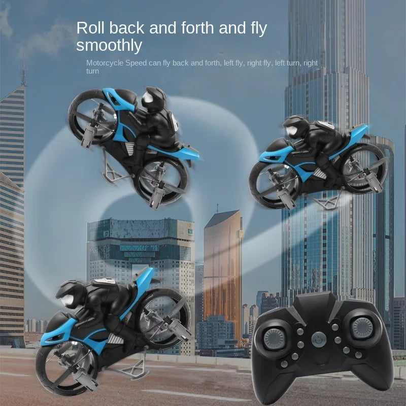 RC Stunt Motorcycle 2 In 1 Land Air 2.4GHz Flying Off-road Motorcycle ...