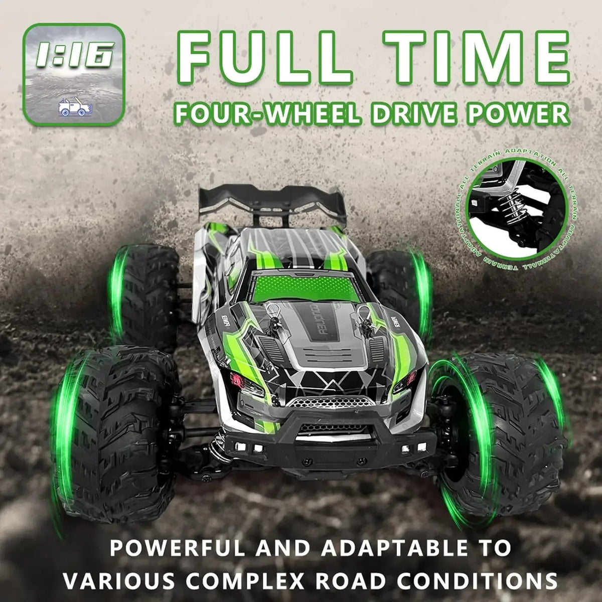 "1:16 4WD RC Car (50km/h): LED Lights, Off-road High-Speed Drift. For ...