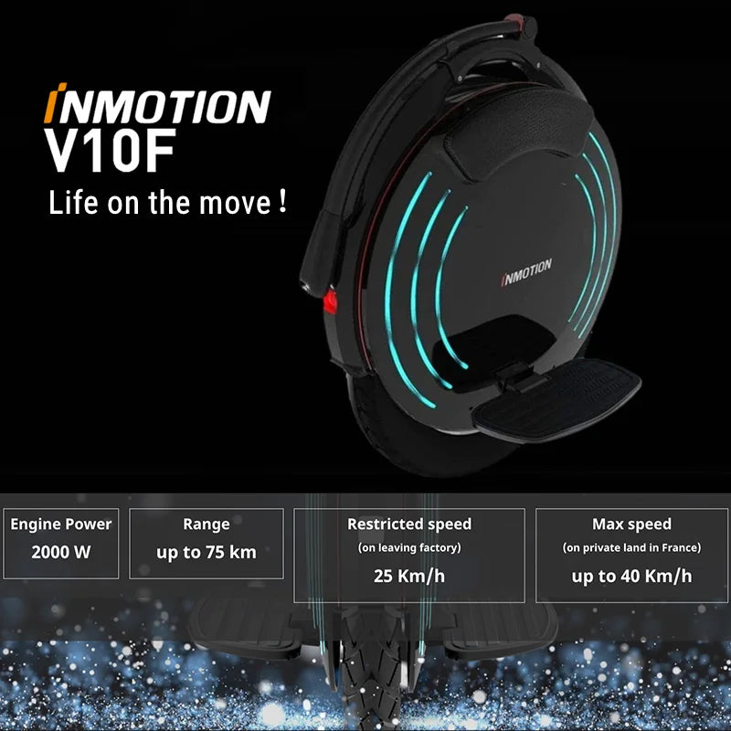 Original INMOTION V10F Electric Unicycle 40km/h Speed 84V 960Wh Batter ...