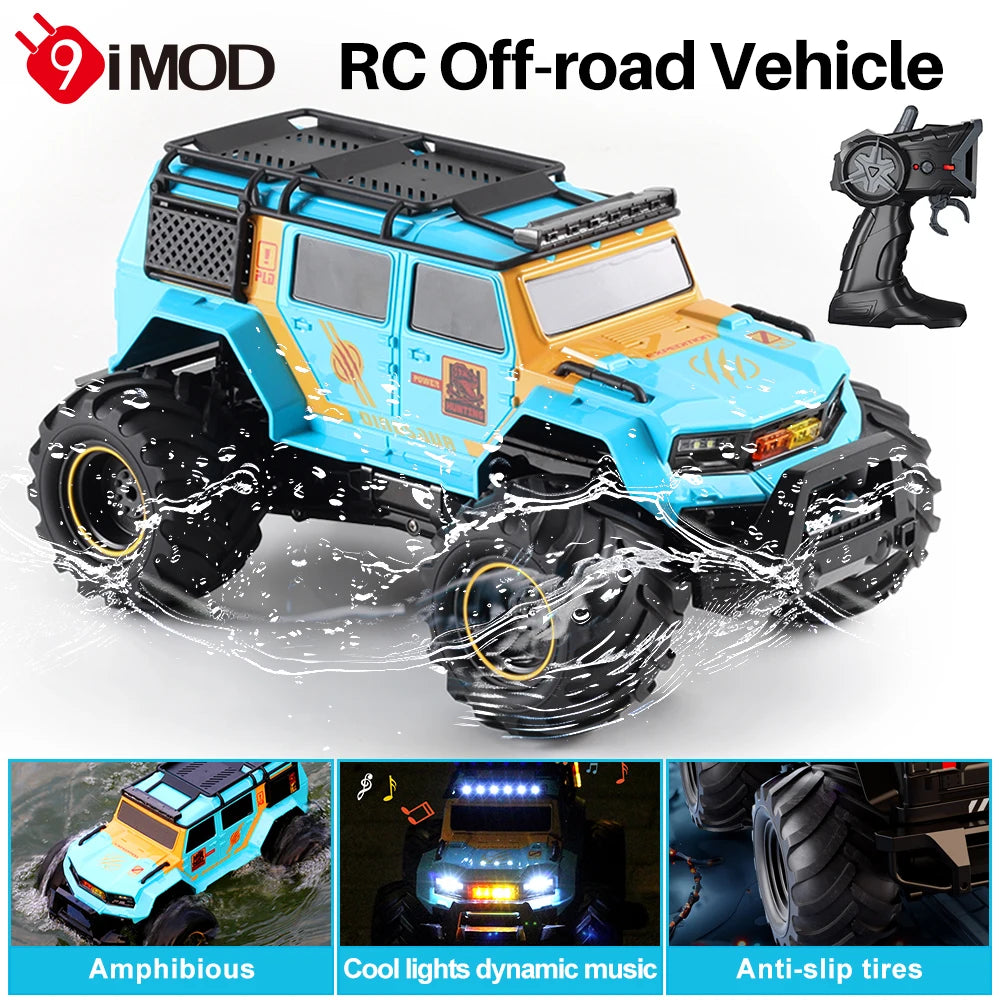 9IMOD 1/16 RC Car Amphibious Stunt Vehicle 2.4G 4WD Police Car Waterpr ...