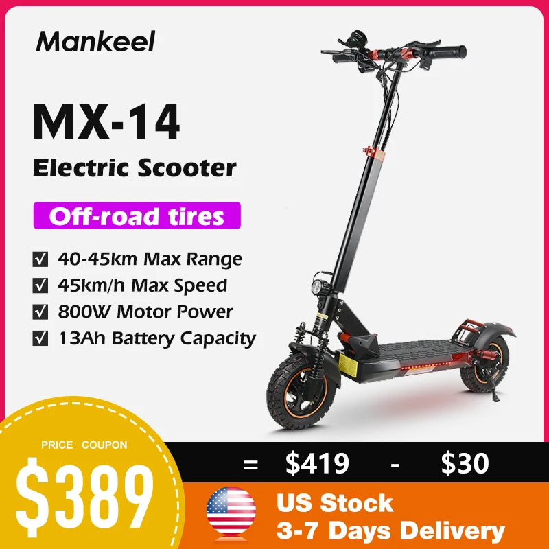 Mankeel MX-14 10" Off-road Tire Kick Electric Scooter 48V 13Ah 45km/h ...
