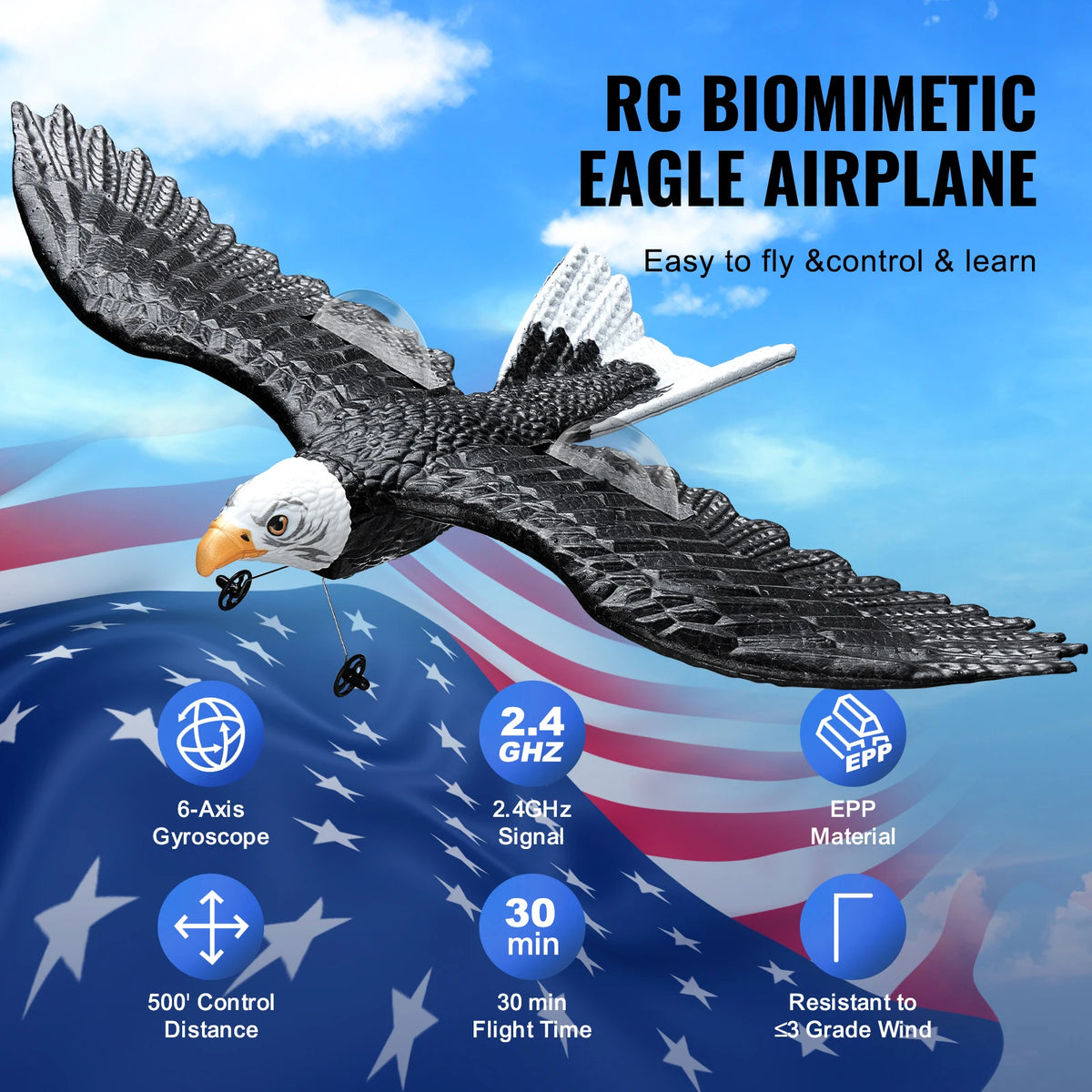 SucceBuy RC Plane Wingspan Eagle Aircraft Fighter 2.4G 2CH with 2 Batt ...