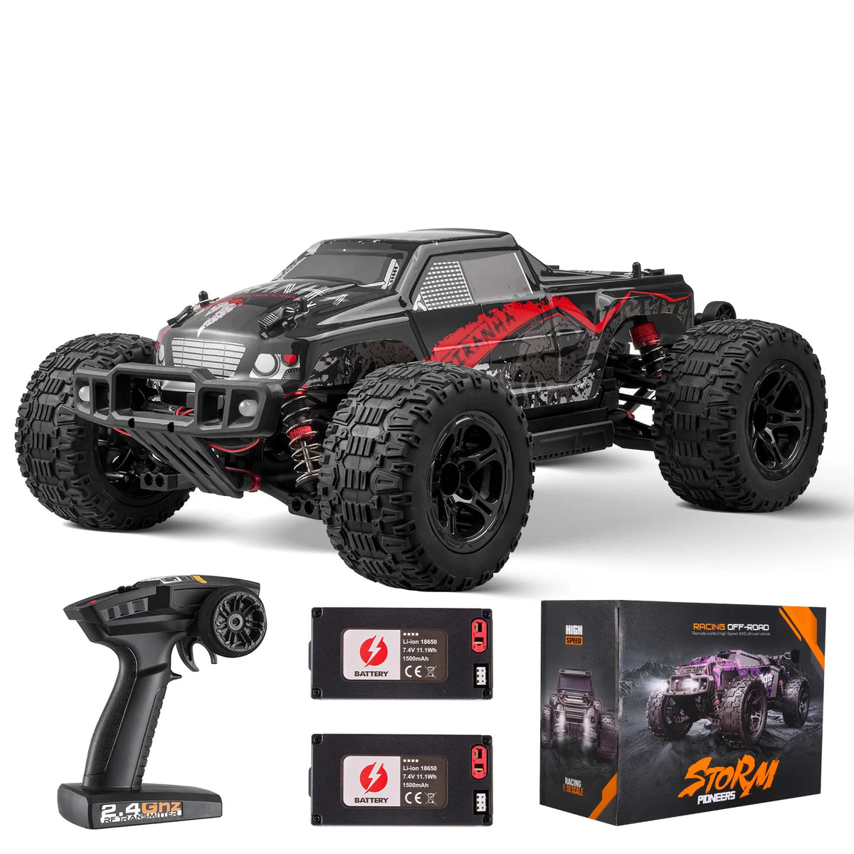 SucceBuy 1:10 38KM/H 4WD RC Car All Terrain Off-Road with 2 Batteries ...