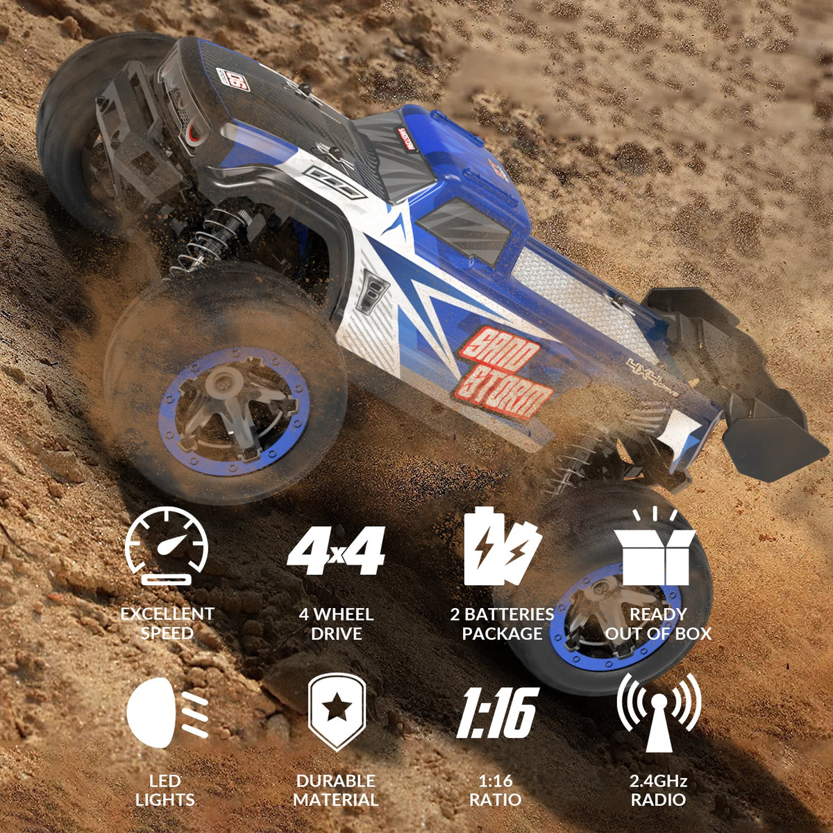 RACENT RC Truck 1:16 4x4 All Terrain RC Car 40KPH High Speed Remote Co ...