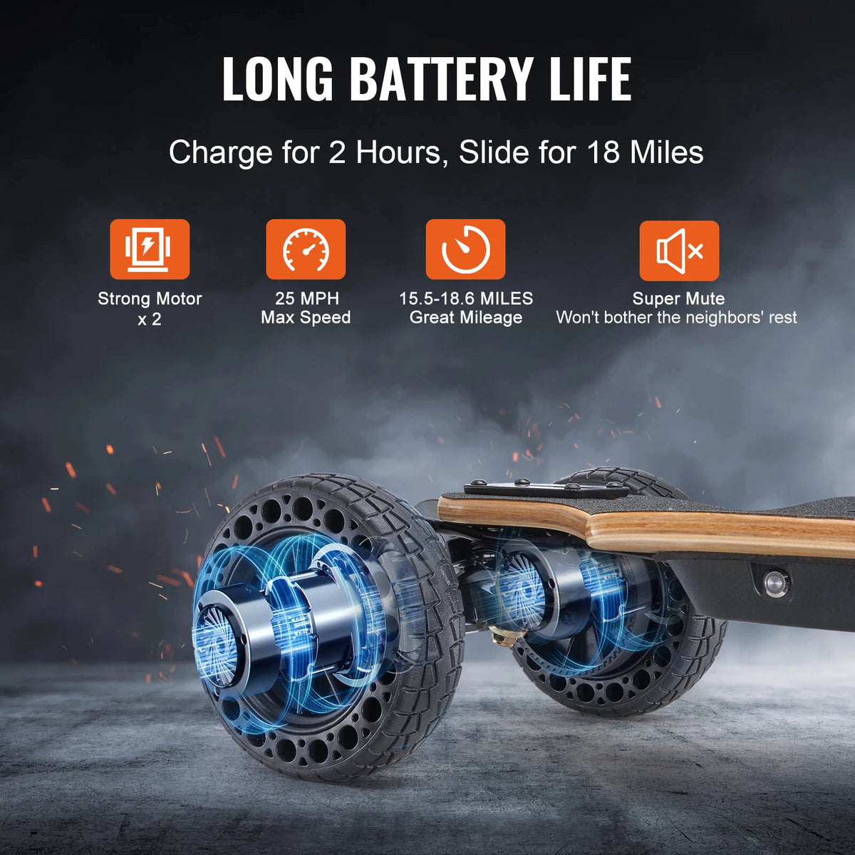 VEVOR Electric Skateboard with Remote 25 Mph Top Speed Skateboard 3 Sp ...