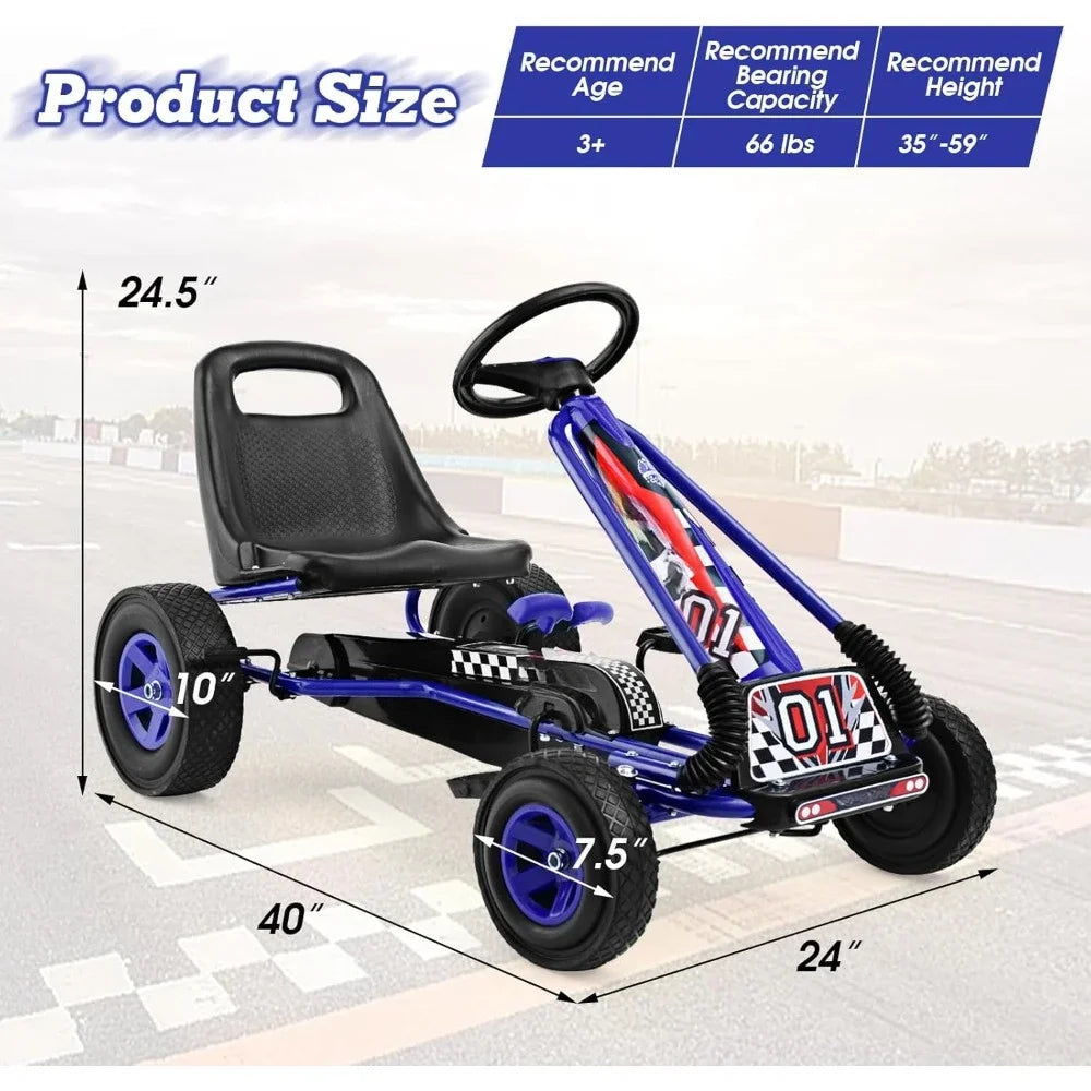Pedal Go Kart,Outdoor Kids Off-Road Go Kart with 2-Position Adjustable ...