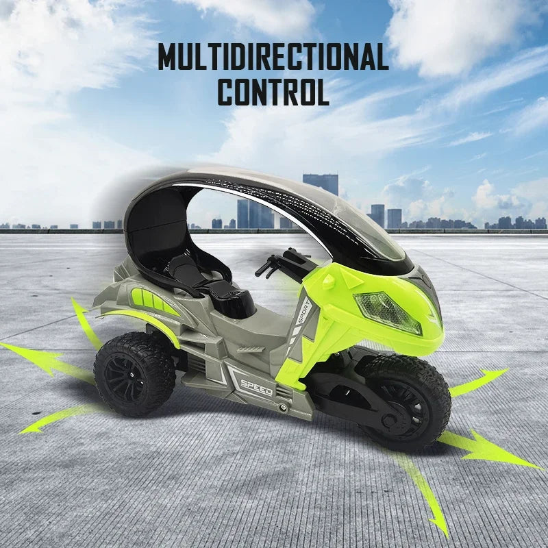 2.4GHz RC Stunt Spray Three-wheeled Motorcycle Remote Control 5CH Colo ...