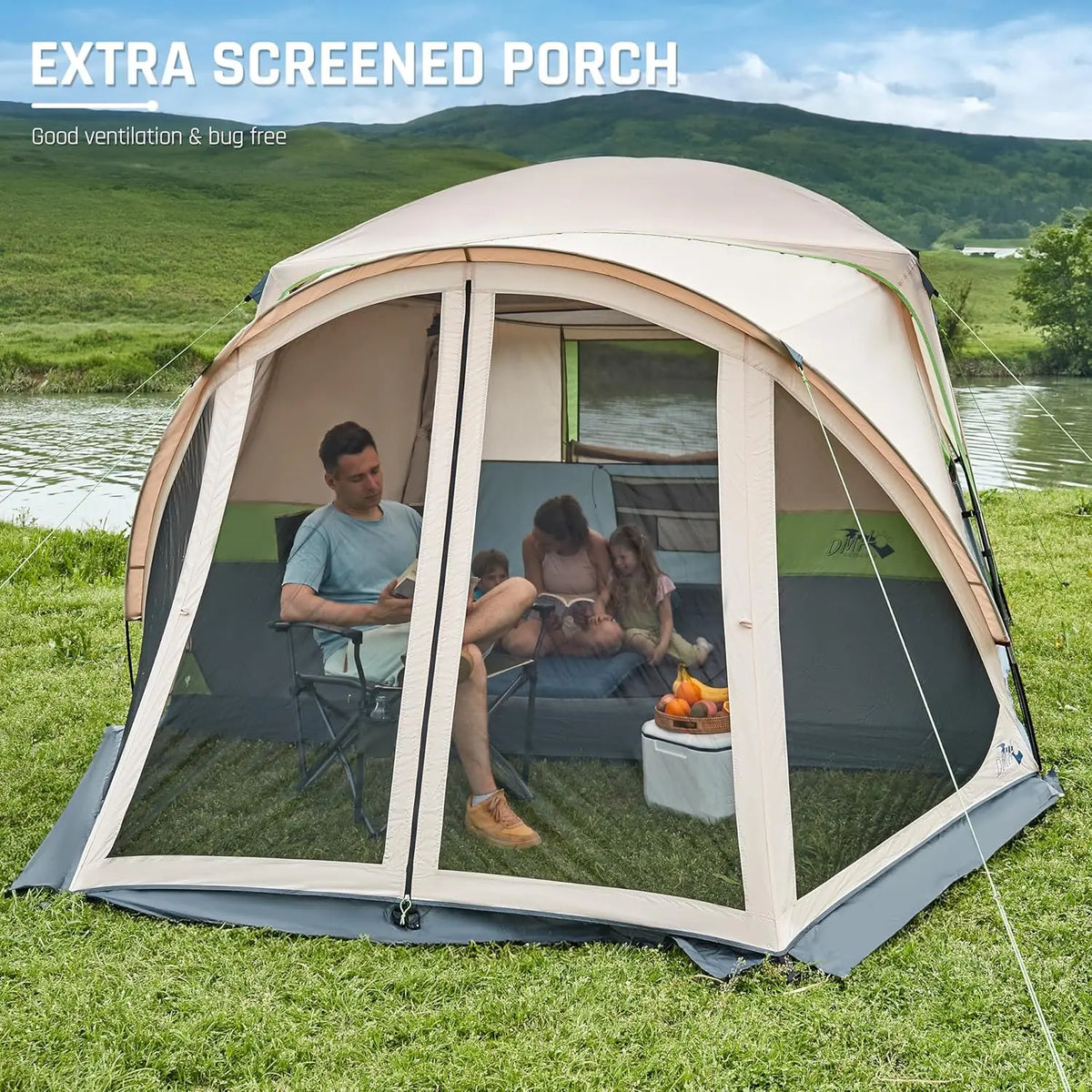 6 Person Camping Tent with Screen Porch, Family Tents for Camping Easy ...