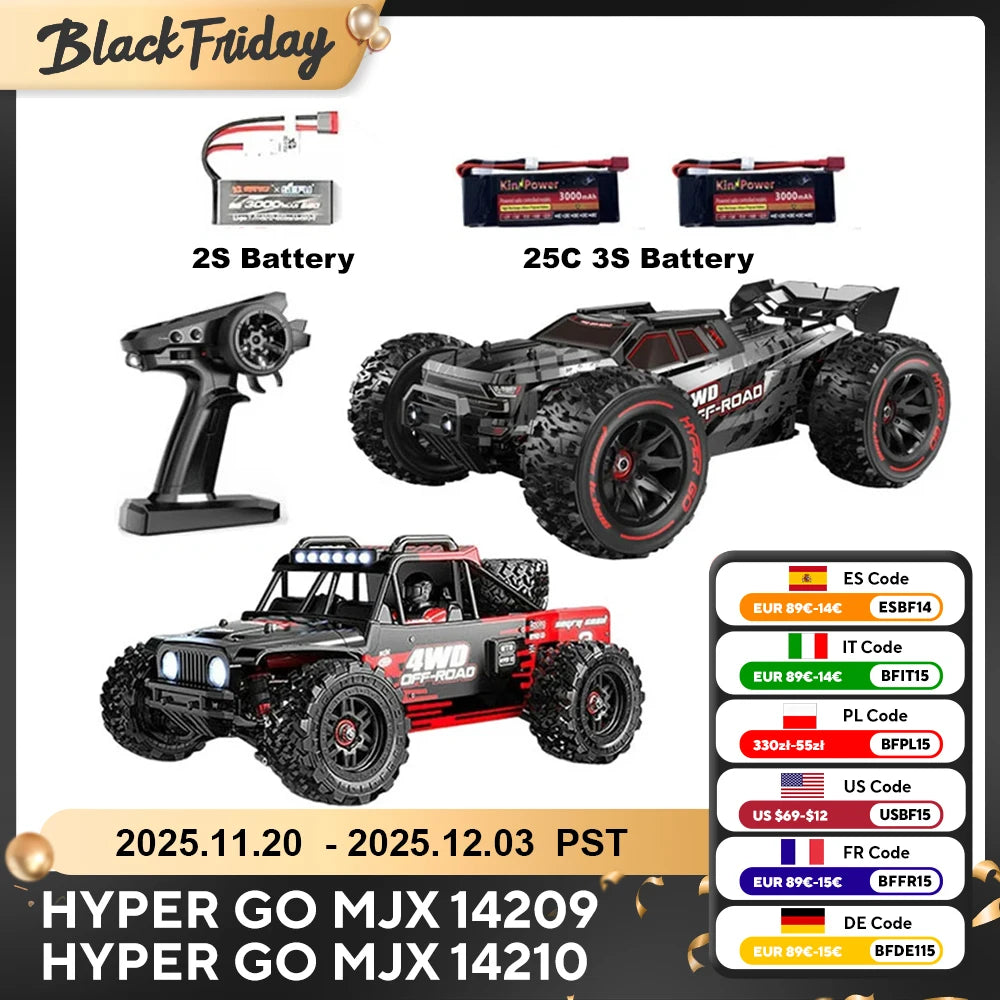 1/14 RC Car 75km/h Brushless Hyper Go 2.4G Remote Control 4WD Off-road ...