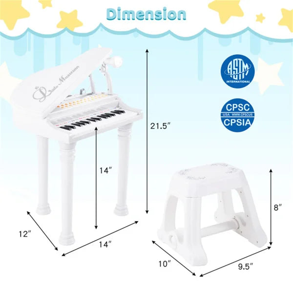 Kids Piano 31 Keys Kids Piano Keyboard with Stool and Piano Lid – Crazy ...