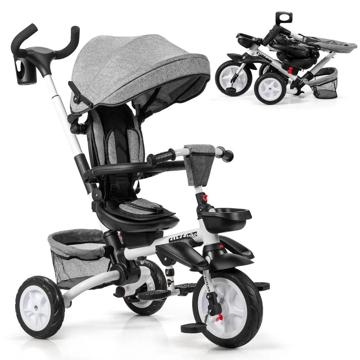 6-In-1 Kids Baby Stroller Tricycle Detachable Learning Toy Bike w/ Can ...