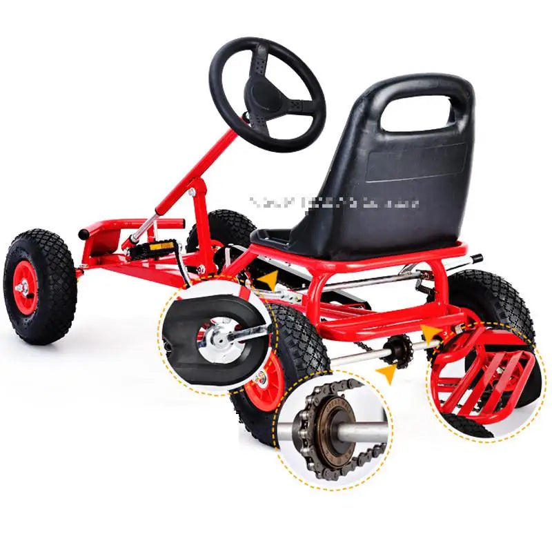 4 Wheel Pedal Powered Ride On Car, Outdoor Racer Pedal Go Kart with Ad ...