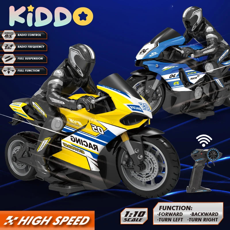 1/10 RC Motorcycle 4CH Drift Racing High Speed Remote Control Motorcyc ...