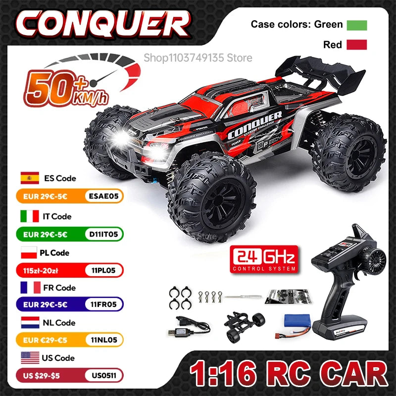 WLtoys 1:16 Scale Large RC Car 50km/h High Speed 4WD Children Toy for ...