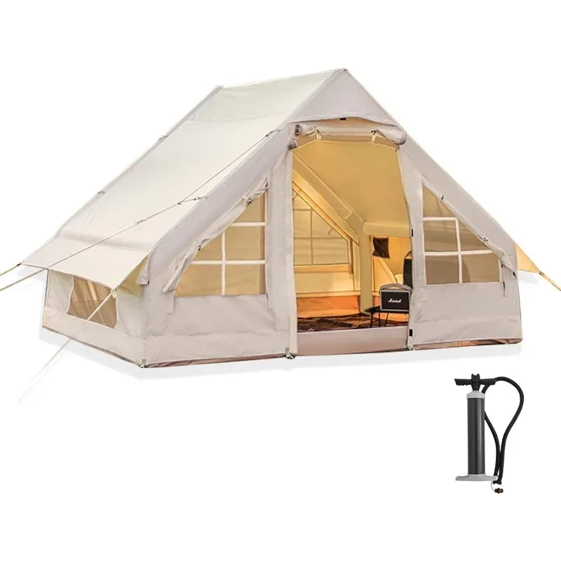 Inflatable Camping Tent Glamping Tents, Easy Setup 4 Season Waterproof ...