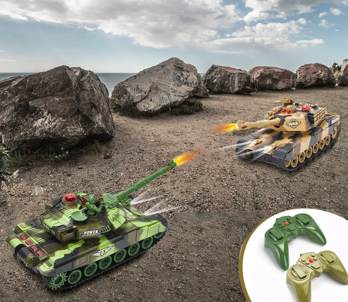 2 PACK RC tanks 2.4G Fighting Battle Tanks with LED Life Indicators ...