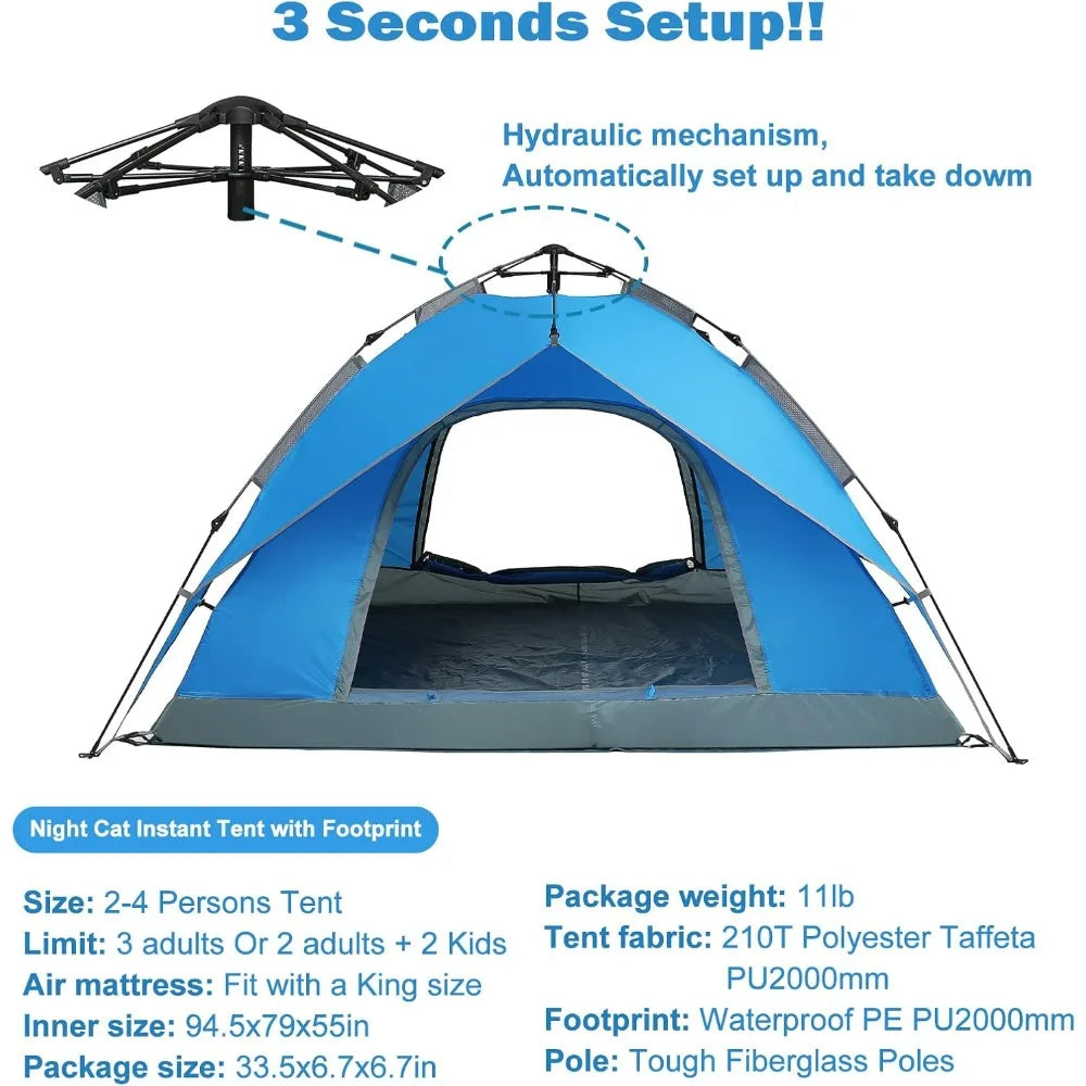 Instant Popup Tents 2-3 Persons with Footprint Tarp Easy Setup Camping ...